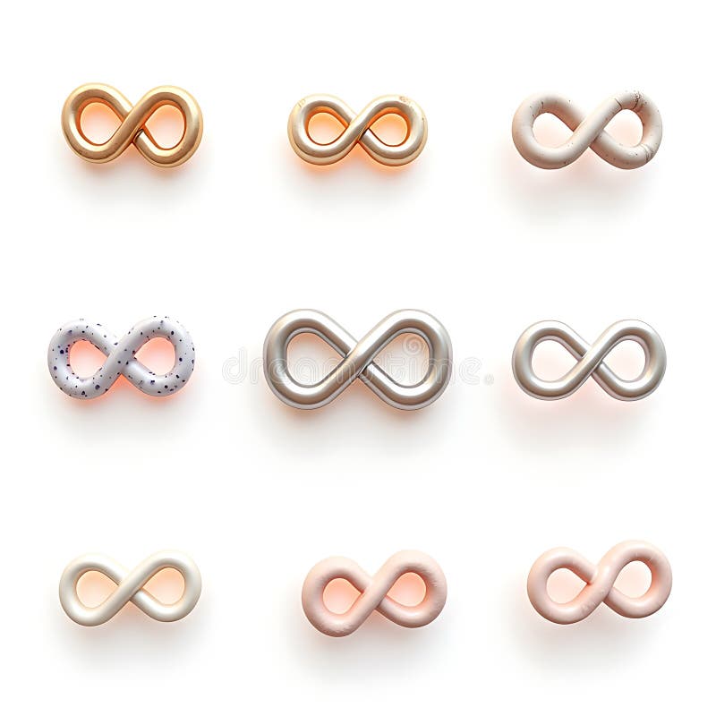 3D Set of Infinity Icons Isolated on a White Background Stock ...