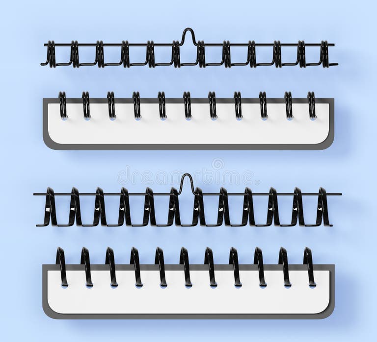 3d Set of Notebook Spirals, Black Wire Springs and Ring Binding Pages ...