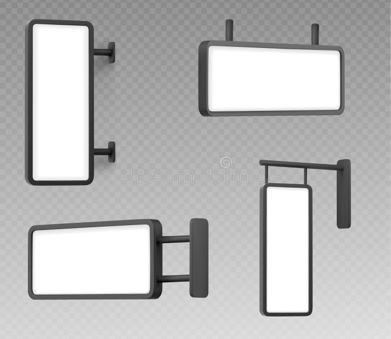 3d Set of Signboard Mockups Stock Vector - Illustration of frame ...