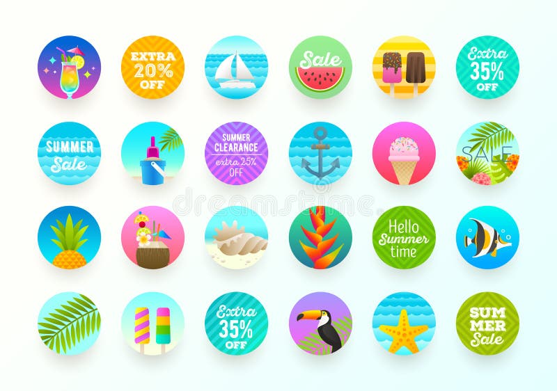 Set of Summer Vacation and Travel Label, Tag and Sticker. Vector ...
