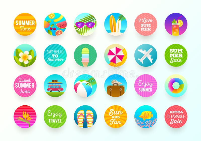 Set of Summer Vacation and Travel Label, Tag and Sticker. Vector ...