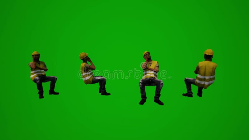 3D Several Architects and Buildings Green Screen Sitting and Working ...