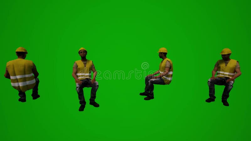 3D Several Architects and Buildings Green Screen Sitting and Working ...