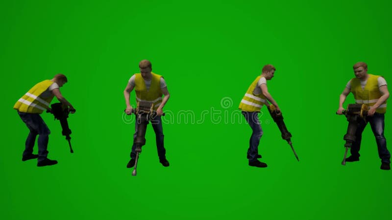 3D Several Architects and Construction Workers Green Screen Walking and ...