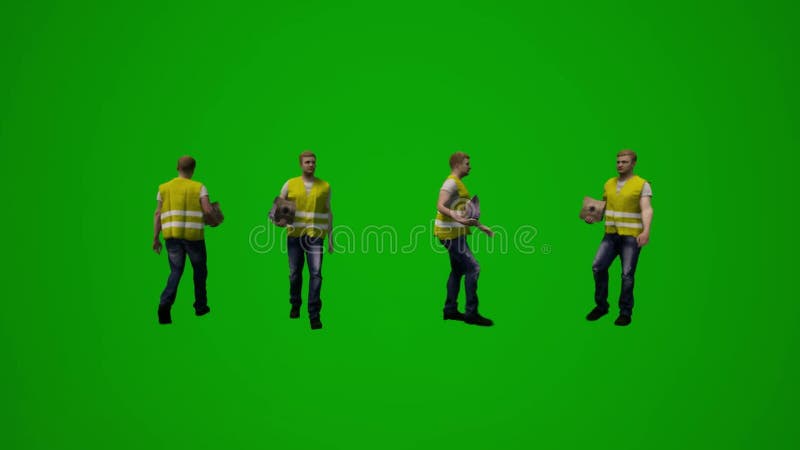 3D Several Architects and Construction Workers Green Screen Walking and ...