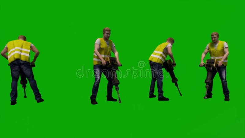 3D Several Architects and Construction Workers Green Screen Walking and ...