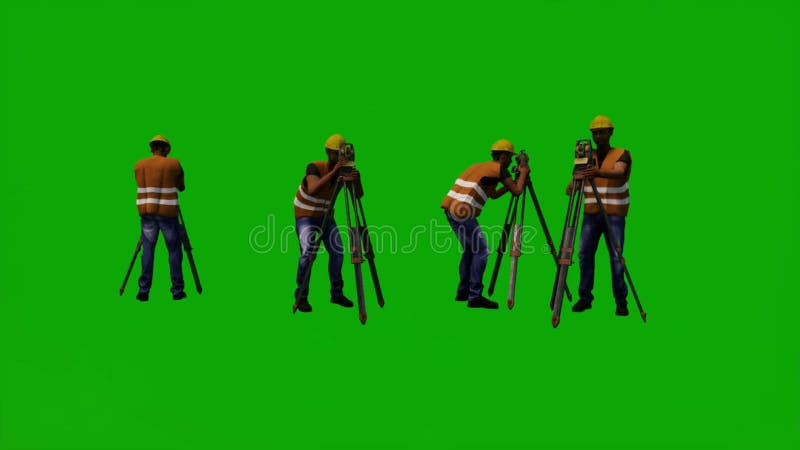 3D Several Architects and Construction Workers Green Screen Walking and ...