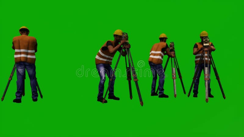 3D Several Architects and Construction Workers Green Screen Walking and ...