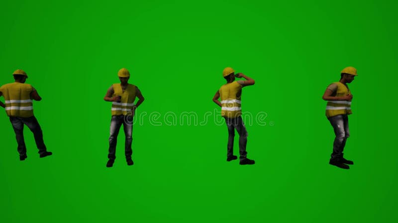 3D Several Architects and Construction Workers Green Screen Walking and ...