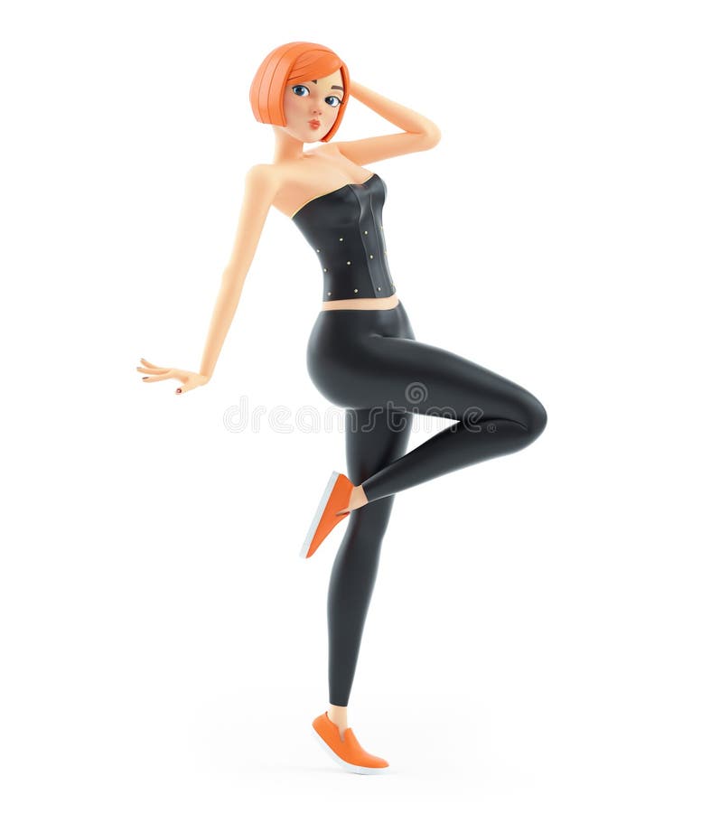3d Girl In Seductive Pose Stock Illustration Illustration Of Pretty