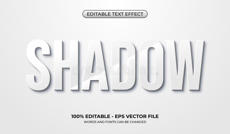 3D Shadow Text Effect on a White Background. Editable Bold White ...