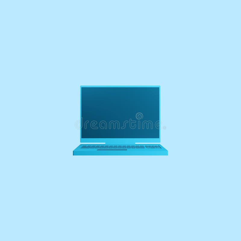 3d Shape Illustration of a Blue Laptop Stock Illustration ...