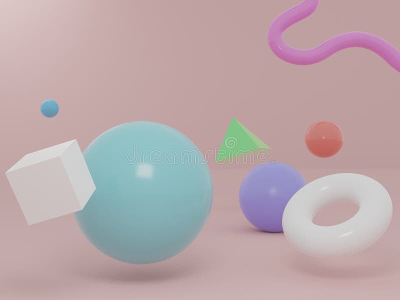 3D Shape Objects. Modern Graphic Texture. Bright Gradient. Render ...