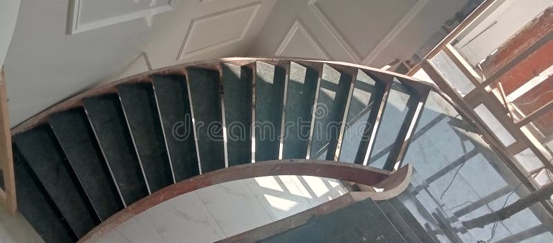 D shape steel stair design stock image. Image of sheet - 258242605