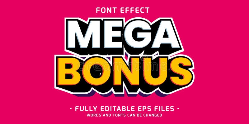 3d Shape Text Effect with Mega Bonus Words Stock Vector - Illustration ...
