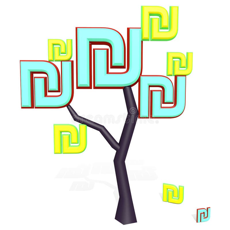 3d shekel sign on a tree stock illustration. Illustration of design ...