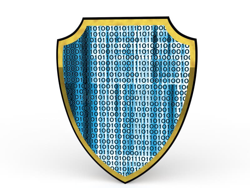 3d shield with binary code stock illustration. Illustration of ...
