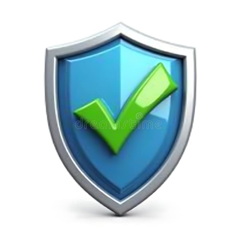 3D Shield Check Mark Icon Isolated on a White Background Stock ...