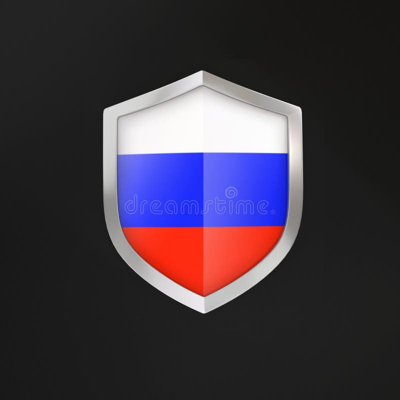 Russia flag on shield stock vector. Illustration of detailed - 28405564