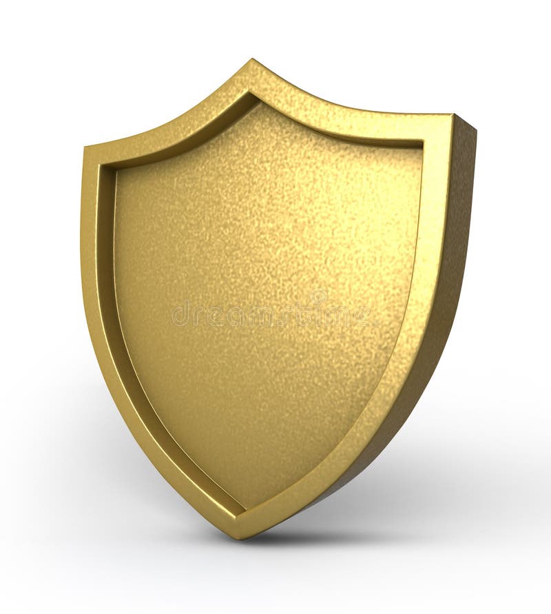 3d Shield Front View, Metal Shield, Golden Shield, 3D Shield Stock ...