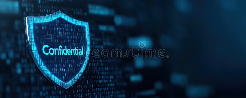 3D Shield Icon Glowing with Confidential Text, Symbolizing Data ...