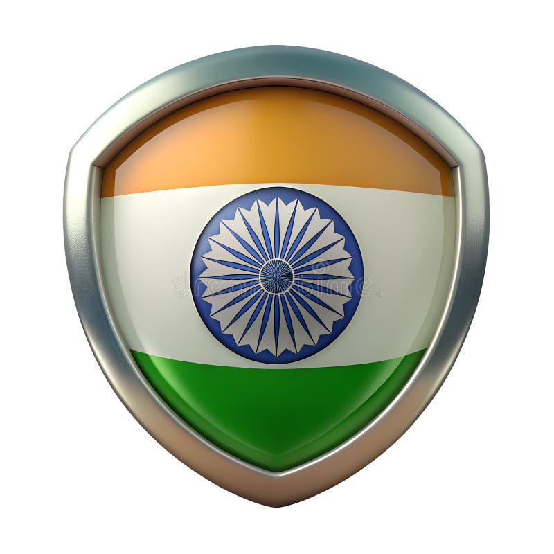 3D Shield Icon with Indian Flag Stock Illustration - Illustration of ...