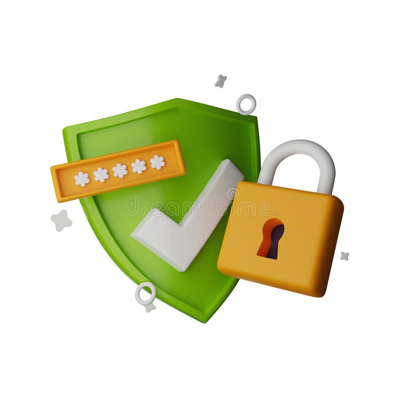 3D Shield Icon, Lock Password Render Secure Concept, Secret Personal ...