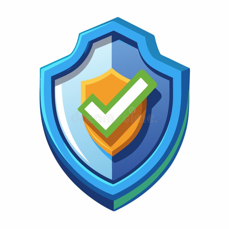 3d Shield Icon with Safety Check Badge Vector. Secure Tick Mark for ...
