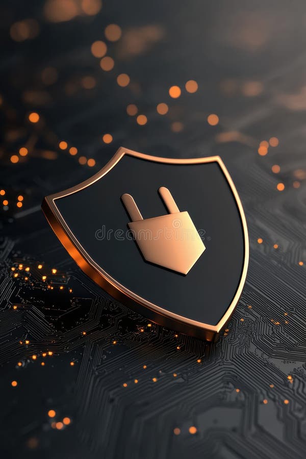 3D Shield with Lock Icon Symbolizes Cybersecurity, Protecting Against ...