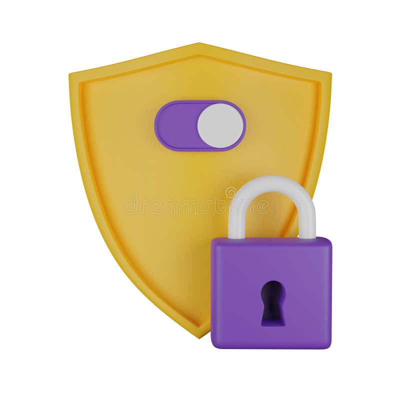 3D Shield Secure Icon, Password Lock Authentication Render Concept ...