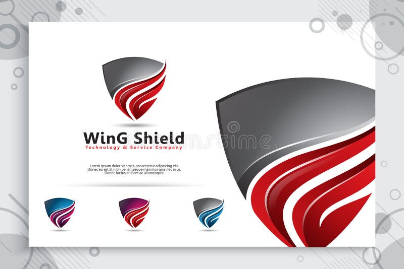 3d Shield Tech Vector Logo Design with Modern Concept , Abstract ...