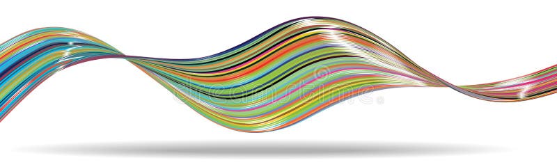 3D Shine Swirl Colorful Wave on White Background. Abstract Vector ...
