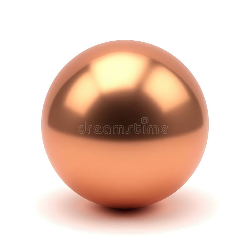 3D Shiny Copper Sphere Isolated on a White Background Stock ...