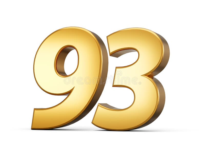 3d Shiny Gold Number 93, Ninety Three 3d Gold Number Isolated on White ...