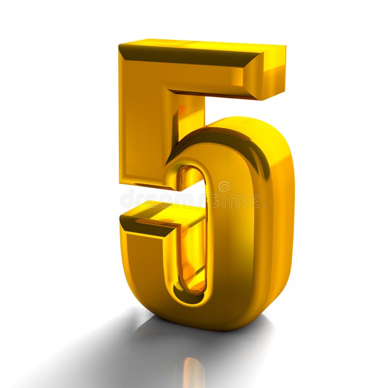 3d Shiny Golden Number 5 Five Collection, High Quality 3d Render ...