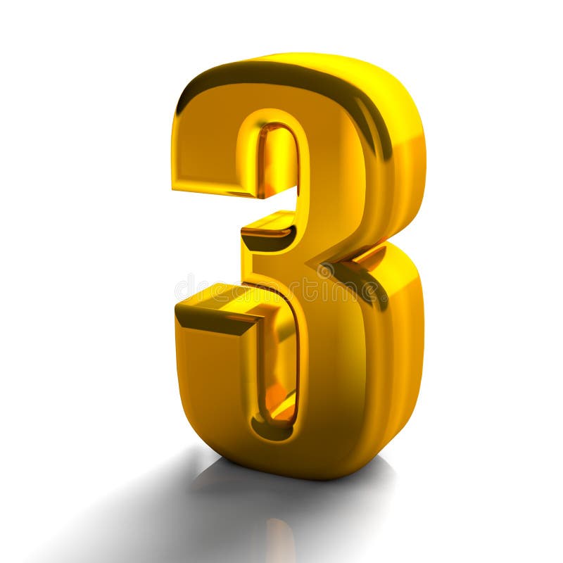 3d Shiny Golden Number 3 Three Collection, High Quality 3d Render ...