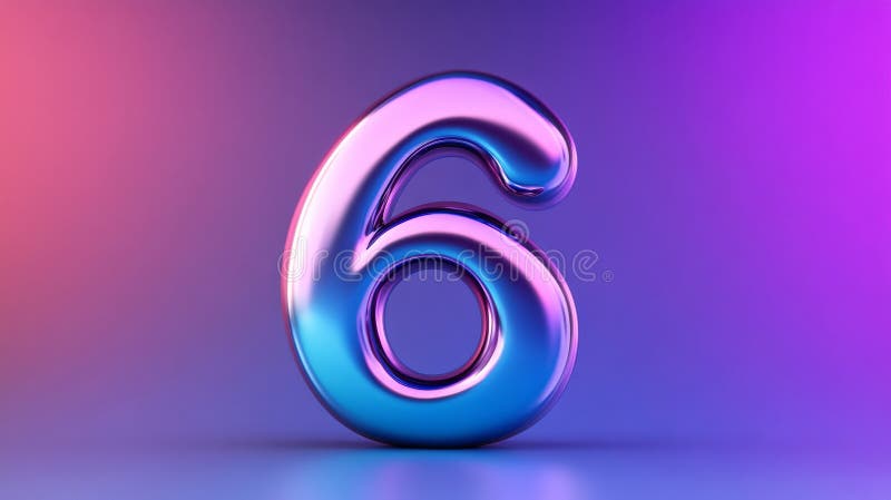 3d Shiny Number Six with Gradient Lighting, Modern Abstract Concept ...