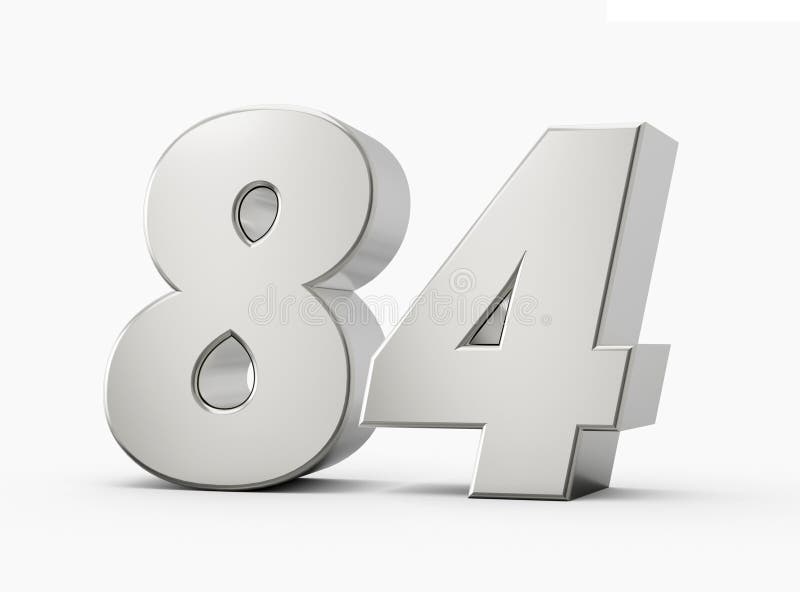 3d Shiny Silver Number 84 Eighty Four 3d Silver Number Isolated on ...