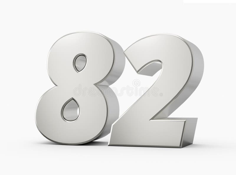 3d Shiny Silver Number 82, Eighty Two 3d Silver Number Isolated on ...