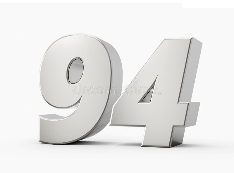 3d Shiny Silver Number 94 Ninety Four 3d Silver Number Isolated on ...