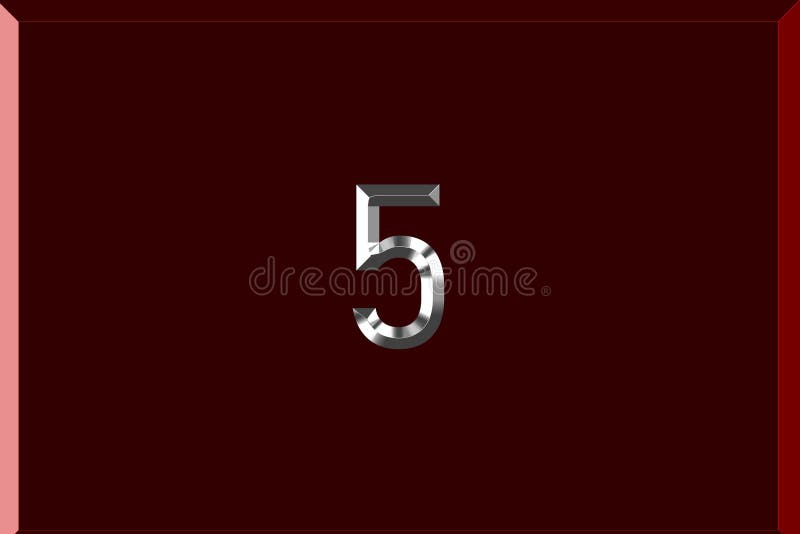 3d Shiny Silver Number with Red Background Collection - 5 Stock ...