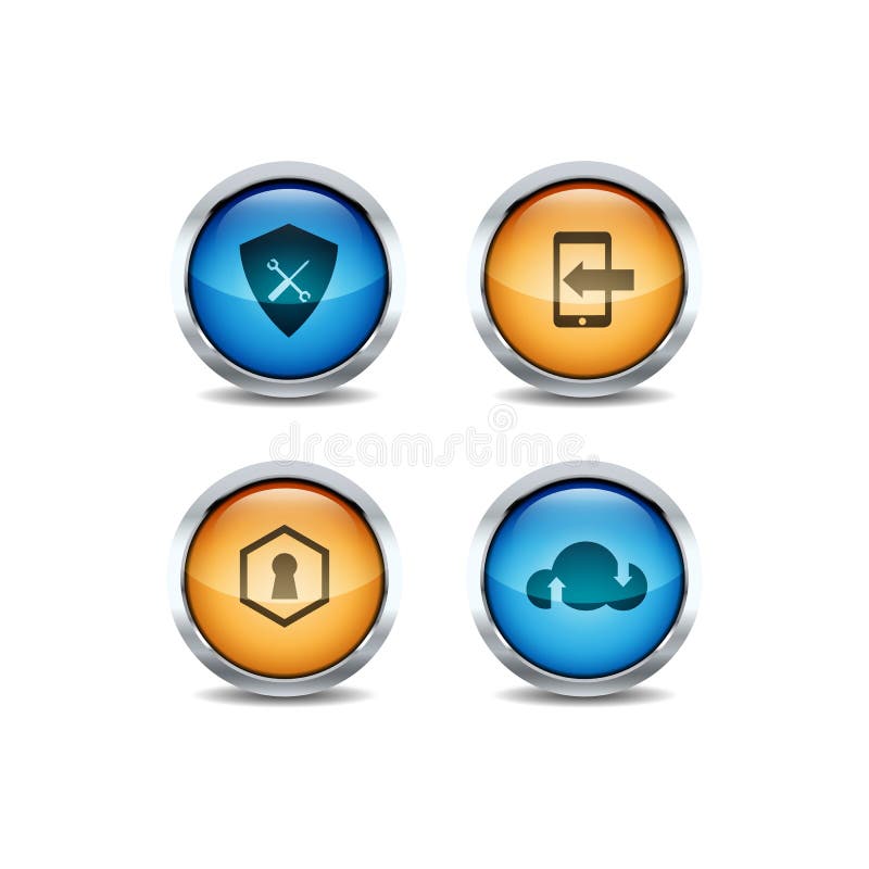 3D Shiny Ui Circle Button Style Vector Icon Set Design Stock Vector ...