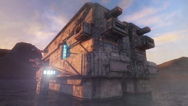 High Orbit, Science Fiction Battle Cruiser Stock Illustration ...