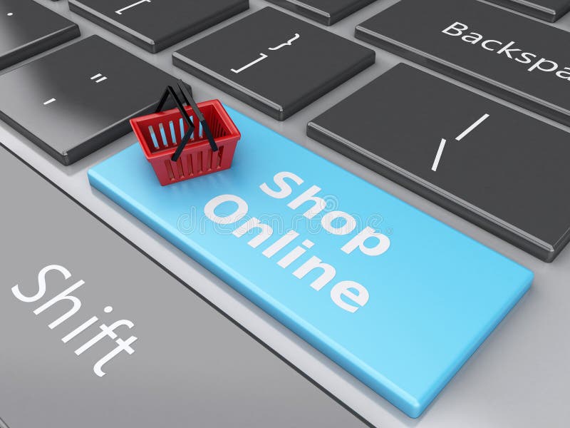 Keyboard Online Shopping Buying Order Internet Shop Concept Stock ...