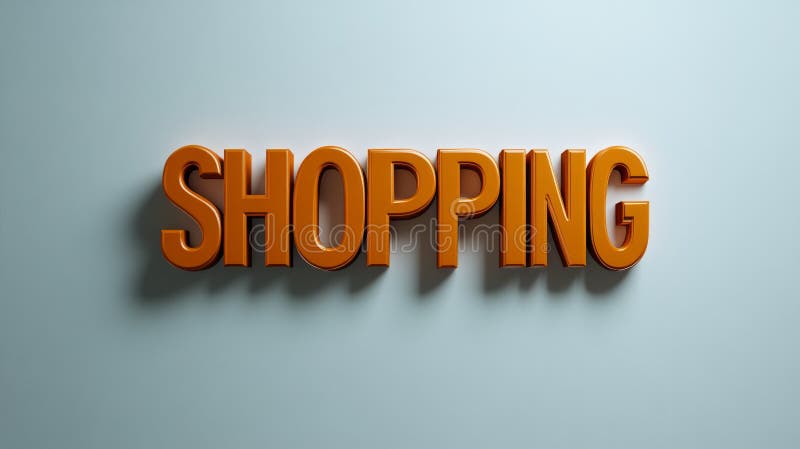 3D Shopping Text on a Light Blue Background. Stock Illustration ...