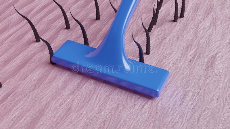 3d Showing Hair Removal by Shaving with Razor. 3d Illustration Render ...
