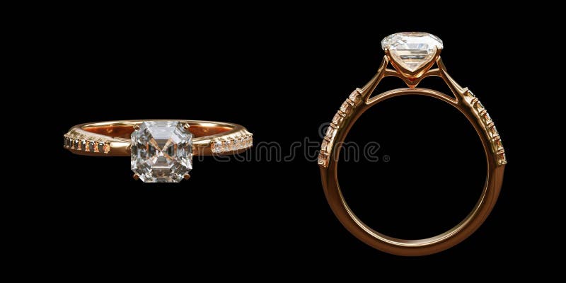 3D Side View and Top View of Twisted Rings with Diamonds Surrounding ...