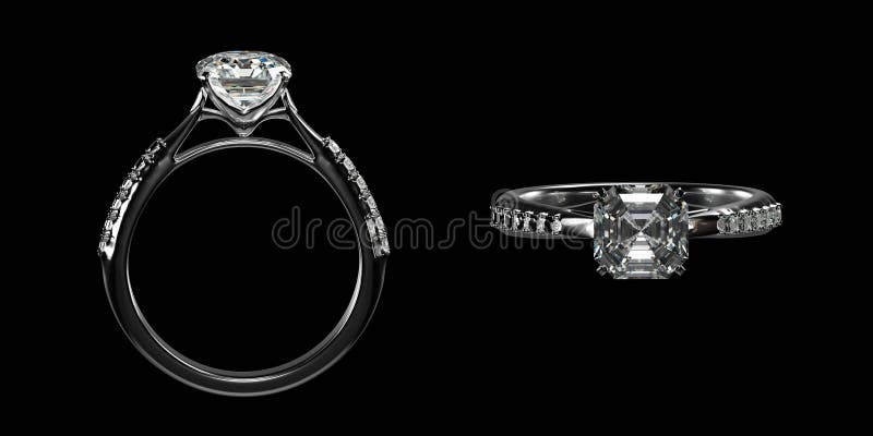 3D Side View and Top View of Twisted Rings with Diamonds Surrounding ...