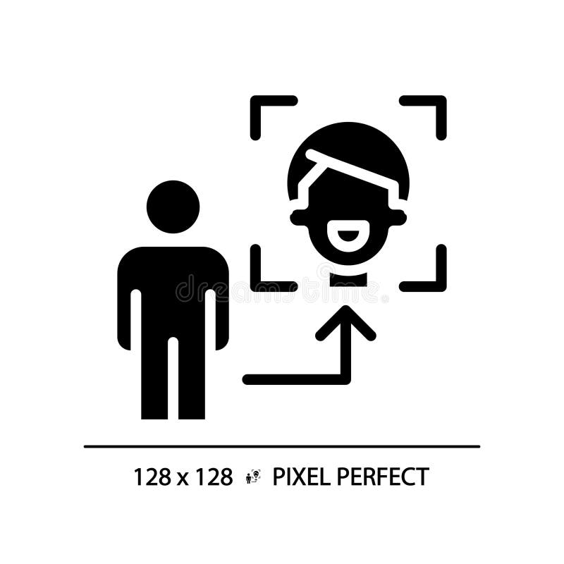 2D Silhouette Glyph Style Face Recognition Icon Stock Vector ...