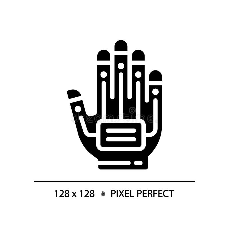 2D Silhouette Glyph Style Haptic Glove Icon Stock Illustration ...